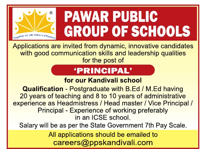 Pawar Public Group of School, Kandivali (W), Mumbai Wanted Principal ...