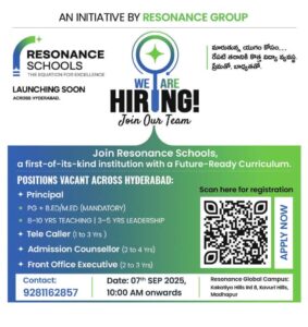 Resonance Schools, Hyderabad Wanted Faculty - College Events Info